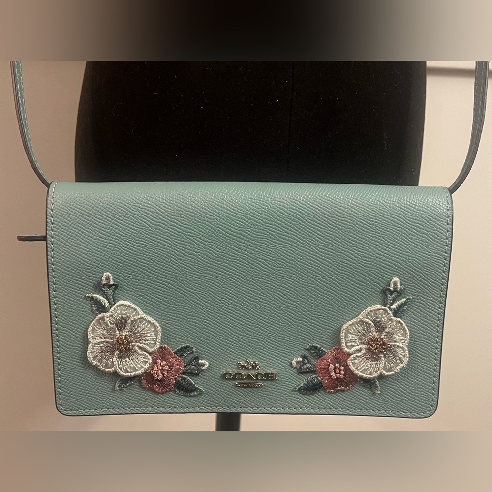 Coach Hawaiian Floral Embroidered Foldover Crossbody … - Gem